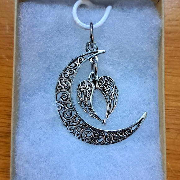 Jewelry | Crescent Moon Angel Wings Necklace | Poshmark